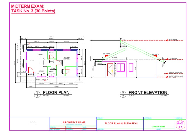 4-Midterm Exam-Task No.3 (Floor Plan & Elevation) | PDF