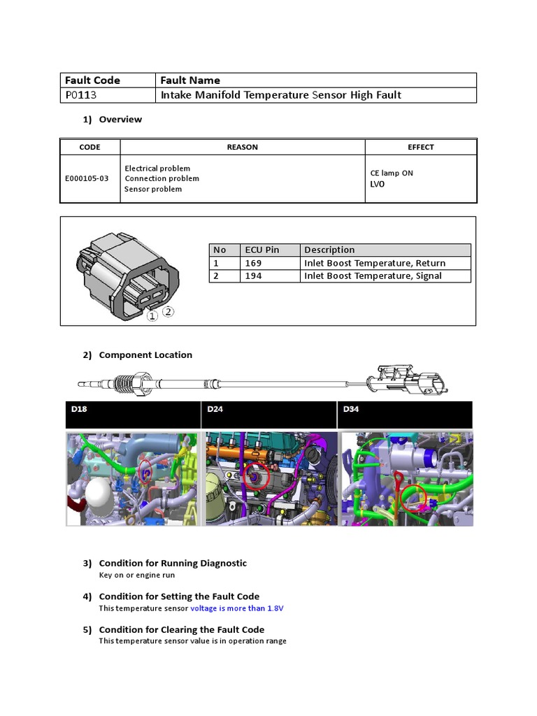 P0113 Intake Manifold Temperature Sensor High Fault: Fault Code Fault Name | PDF | Turbocharger ...