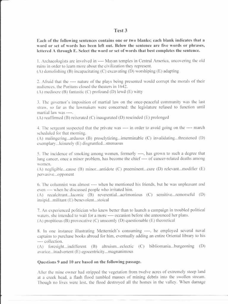 SAT Sentence Completion Guide | PDF | John Lennon | Sermon