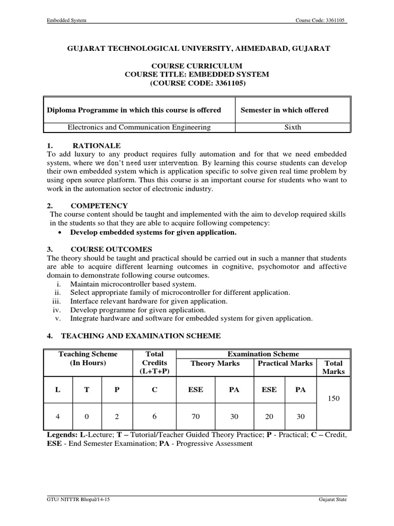 Embedded System Course Code: 3361105 | PDF | Arduino | Embedded System
