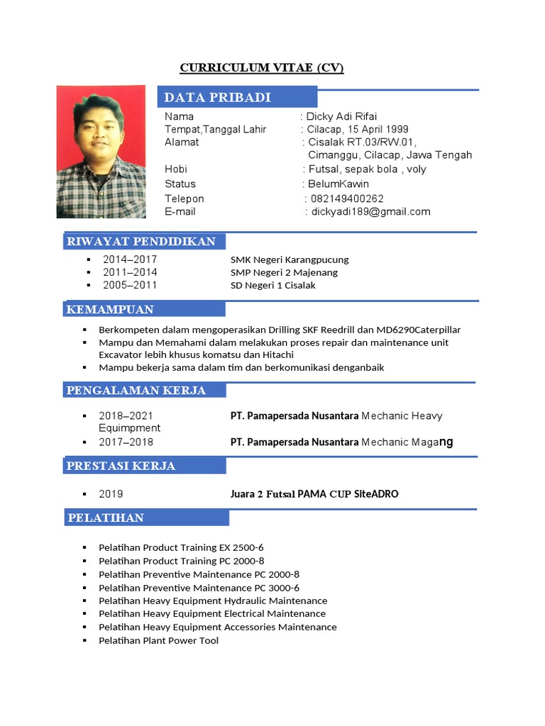CV DICKY - Dikonversi | PDF