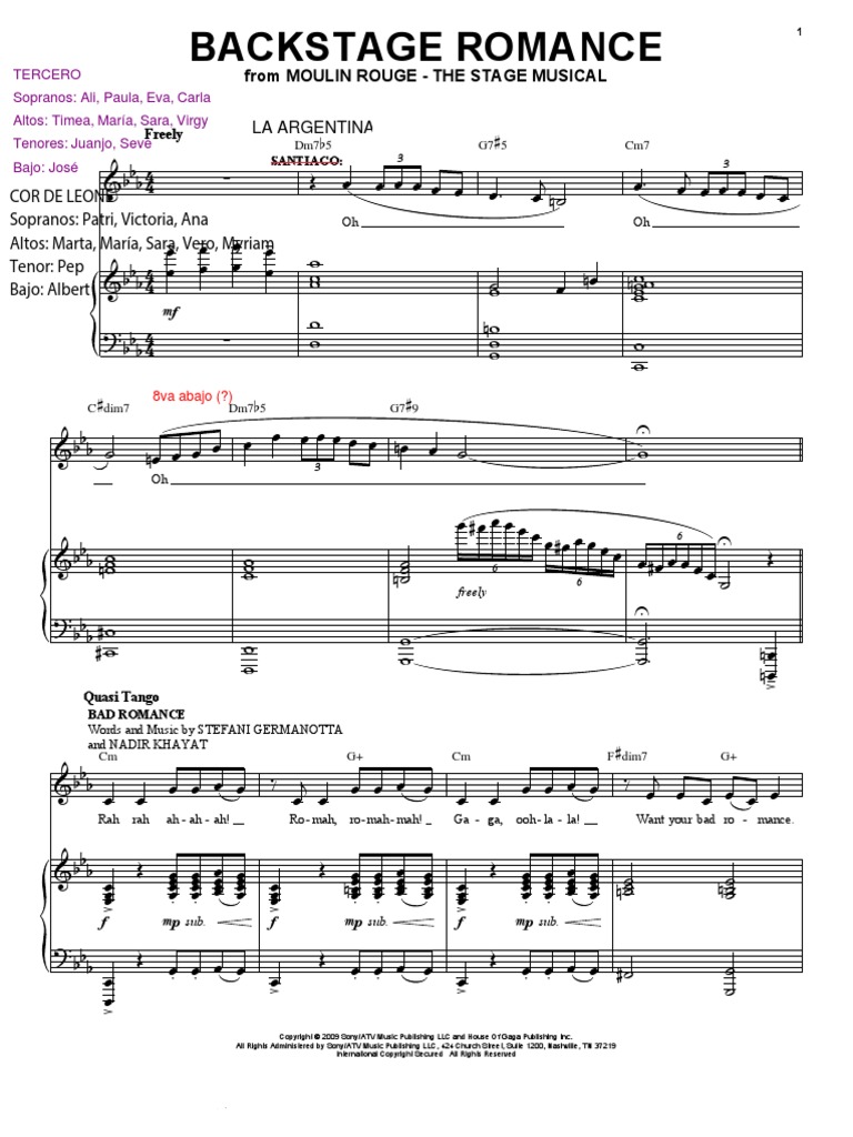 Partitura Backstage Romance | PDF