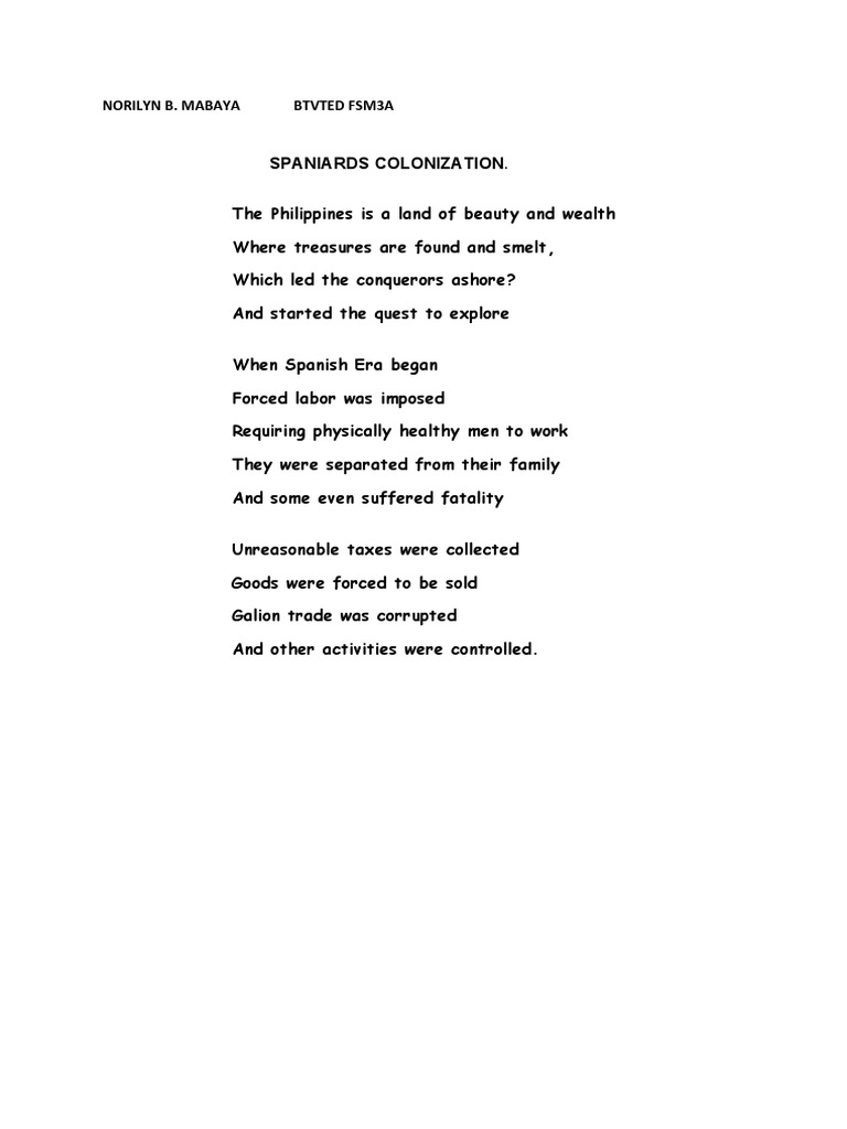 Poem (Spanish Colonization) | PDF | Travel