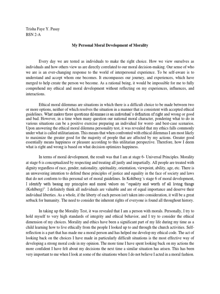 My Personal Moral Development of Morality | PDF | Morality | Utilitarianism