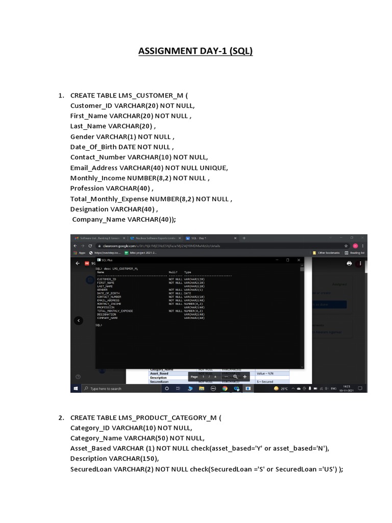SQL Day1 Assignment | Download Free PDF | Computer Programming | Computer Data