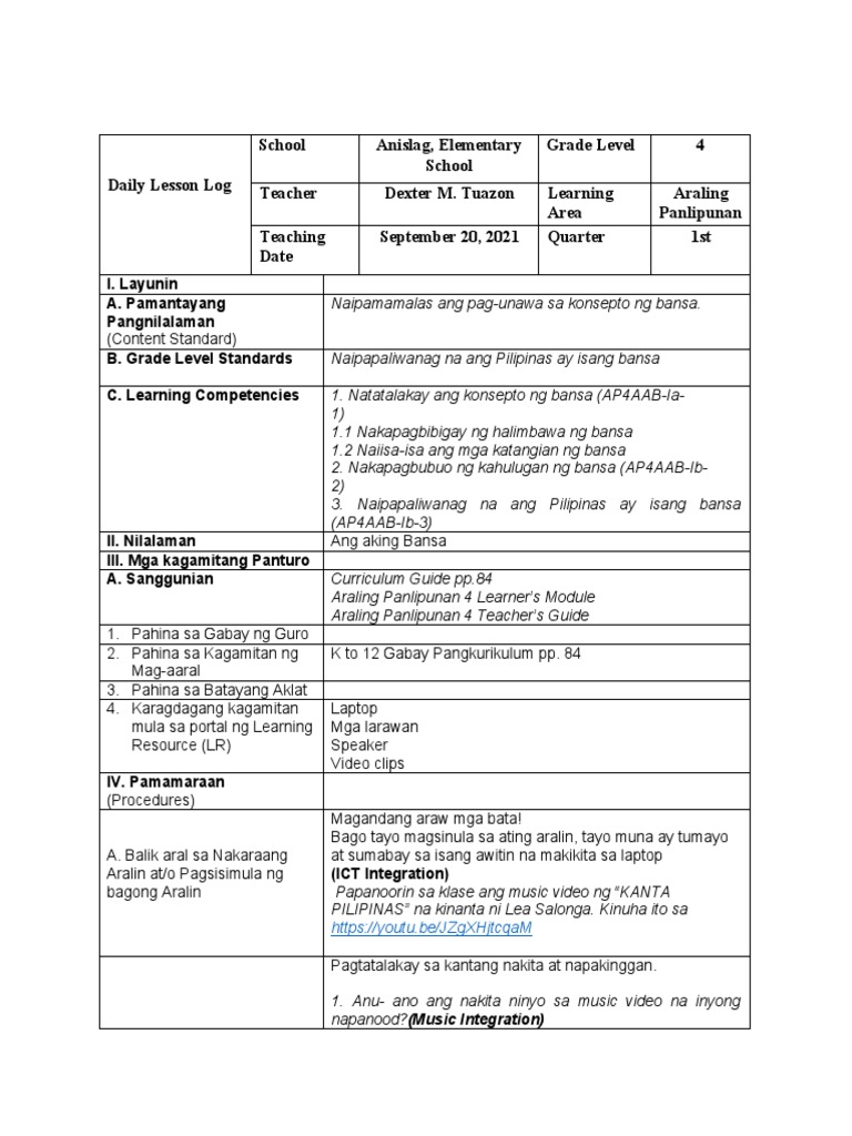 Detailed Lesson Plan | PDF