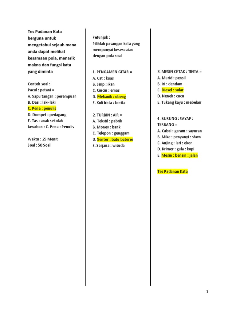 Latihan Padanan Kata | PDF