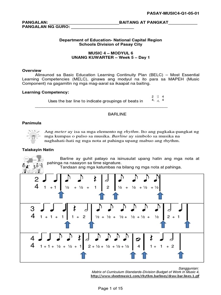 6 Grade 4 MAPEH Q1 W5 | PDF
