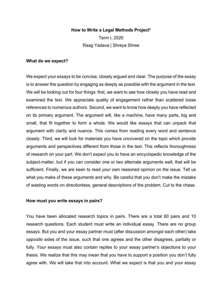 How To Write A Legal Methods Essay | PDF | Essays | Thesis