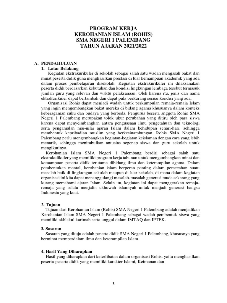 Proker Rohis 2021 2022 | PDF