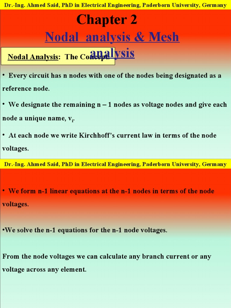 Nodal Analysis & Mesh Analysis | PDF | Electrical Network | Computer Engineering
