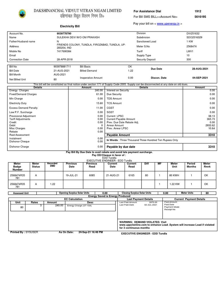 Electricity Bill PDF | PDF | Physical Quantities | Nature