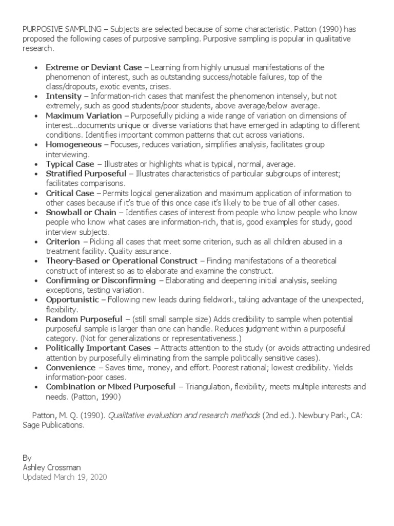 Purposive Sampling | PDF | Sampling (Statistics) | Expert