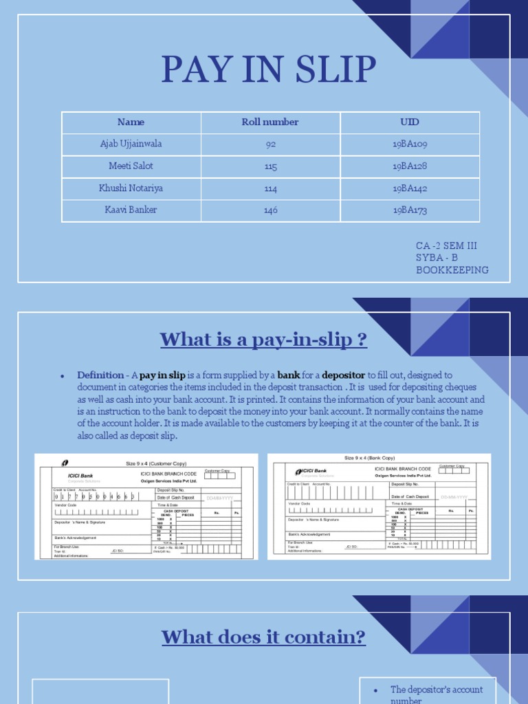 Pay-in-slip document explained | PDF | Deposit Account | Banks