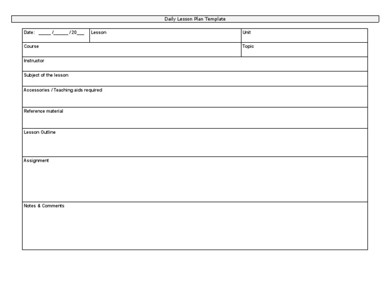 Daily Lesson Plan Template | PDF
