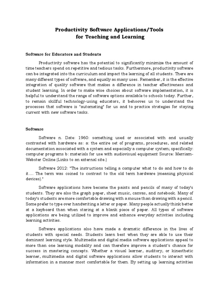 Productivity Software Applications | PDF | Software | Learning
