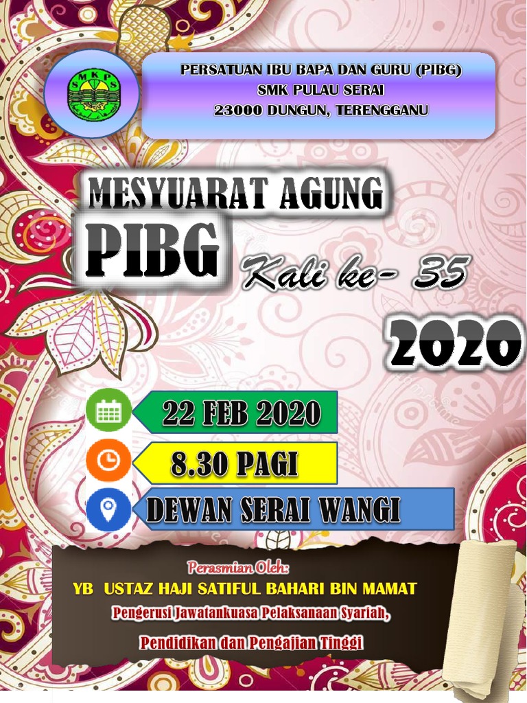 Buku Program Mesyuarat Agung Pibg Ke35 2020 | PDF