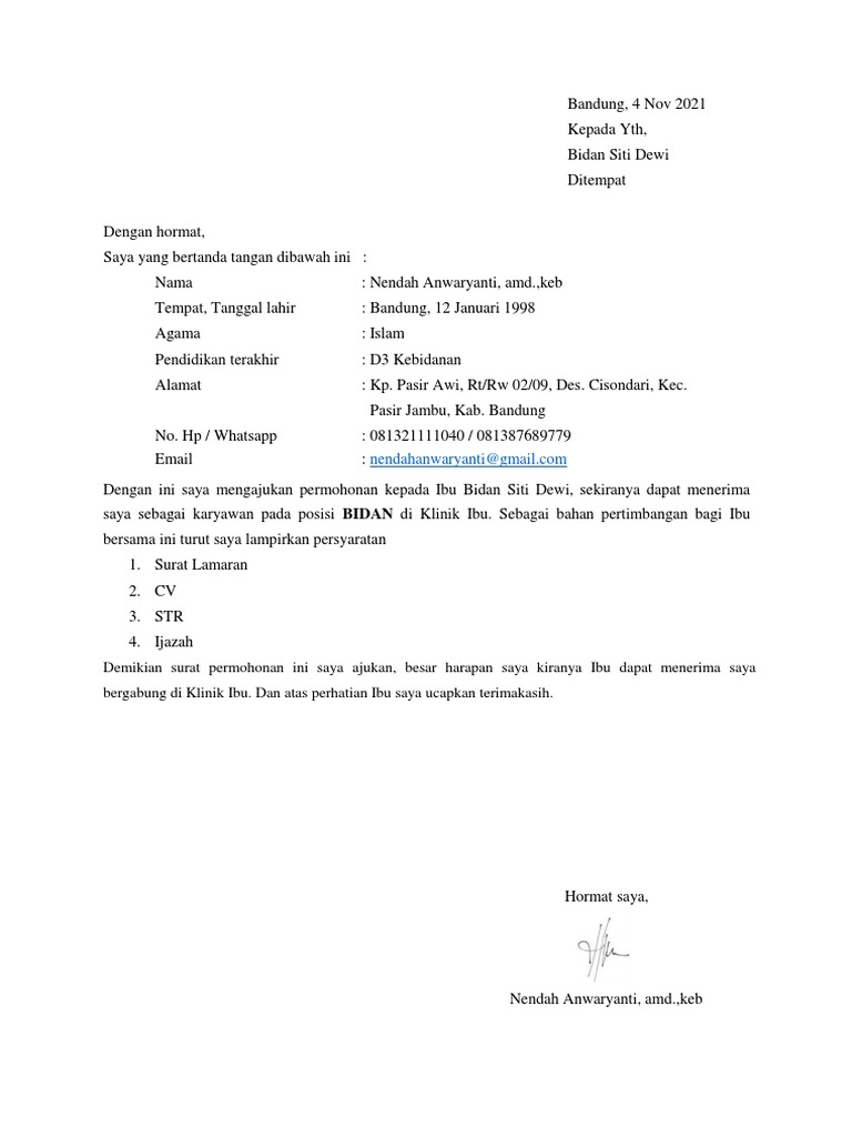 Surat Lamaran Kerja BPM Siti Dewi | PDF Surat Lamaran Kerja BPM Siti Dewi | PDF