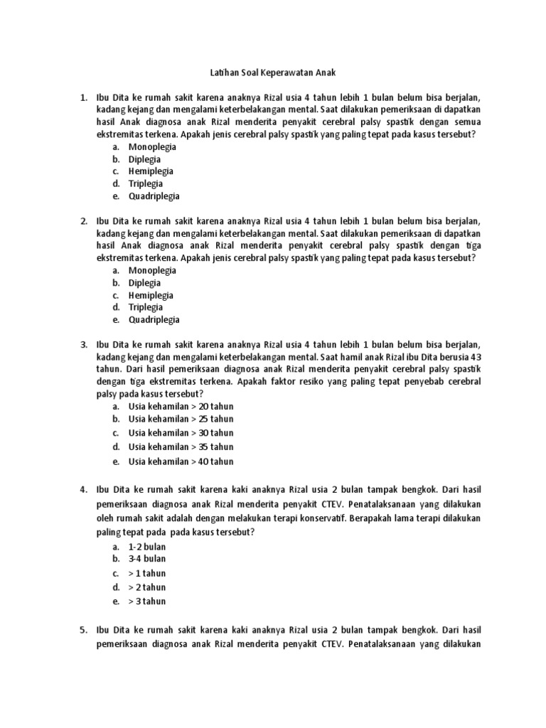 Soal Latihan Keperawatan Anak | PDF