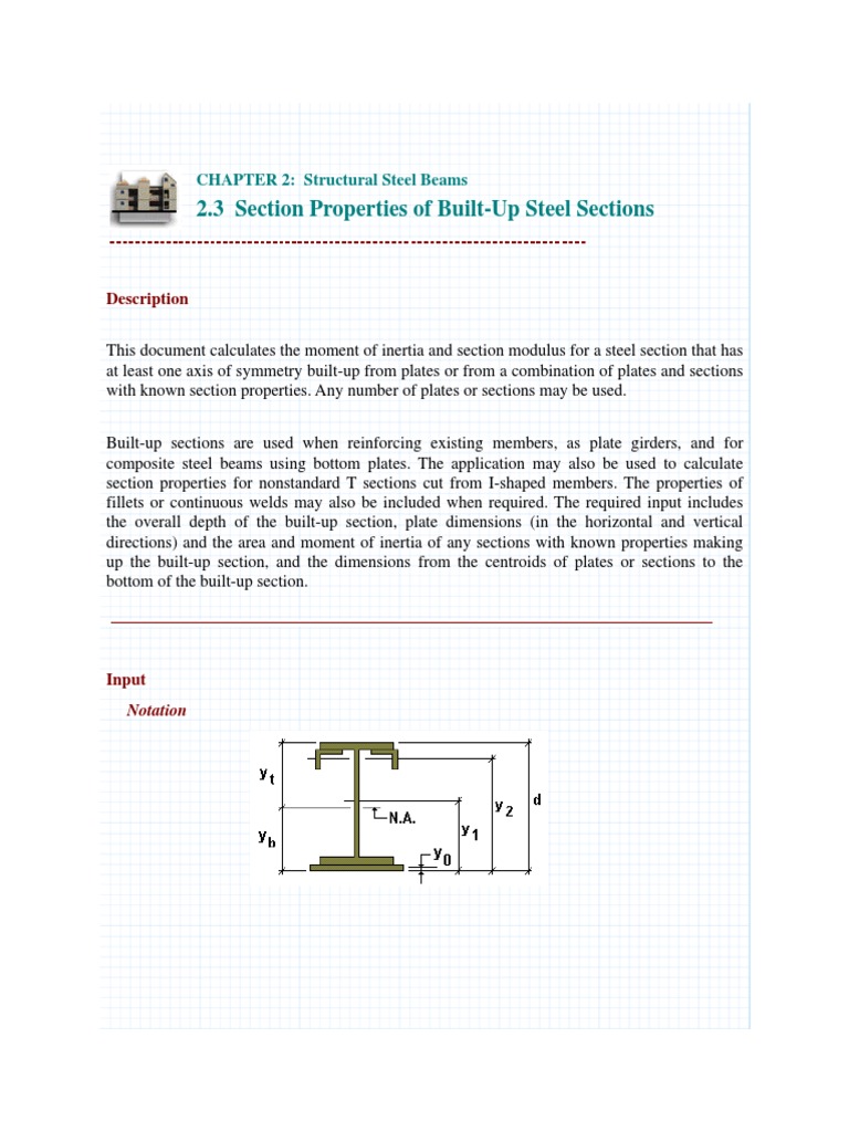 Built-Up Steel Section Properties | PDF | Beam (Structure) | Mechanical ...
