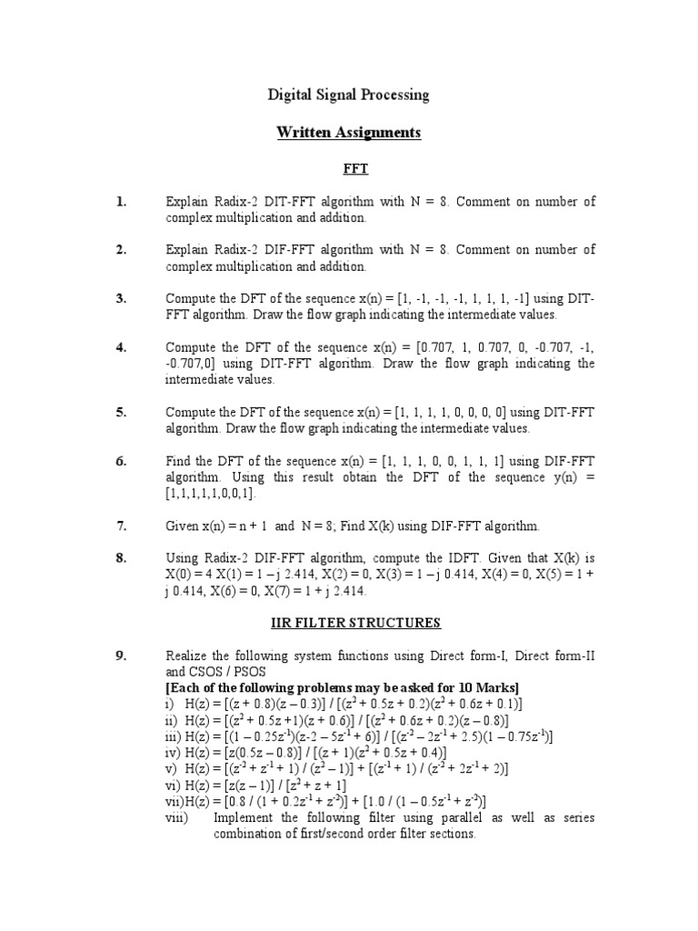 Digital Signal Processing - Written Assignments | PDF | Low Pass Filter | Telecommunications ...