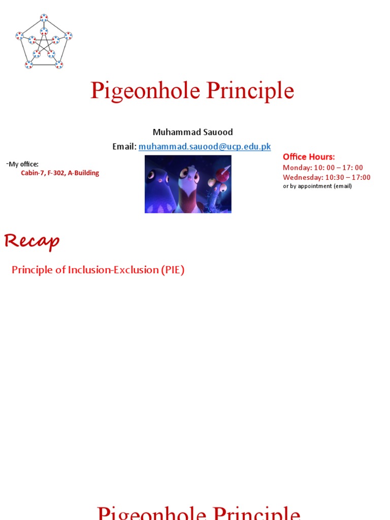 Week 5 Lecture Pigeonhole Principle 1 | PDF | Discrete Mathematics ...