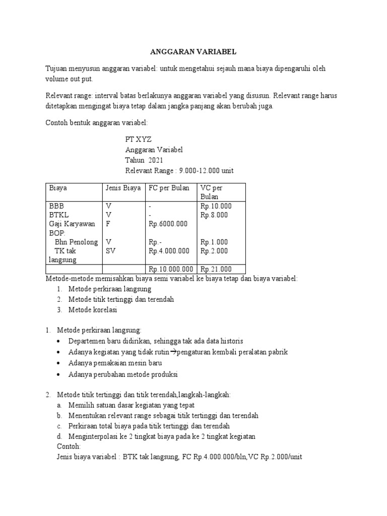 p10 - WKN - Anggaran Varibael 1637552959 | PDF | Teknologi & Rekayasa