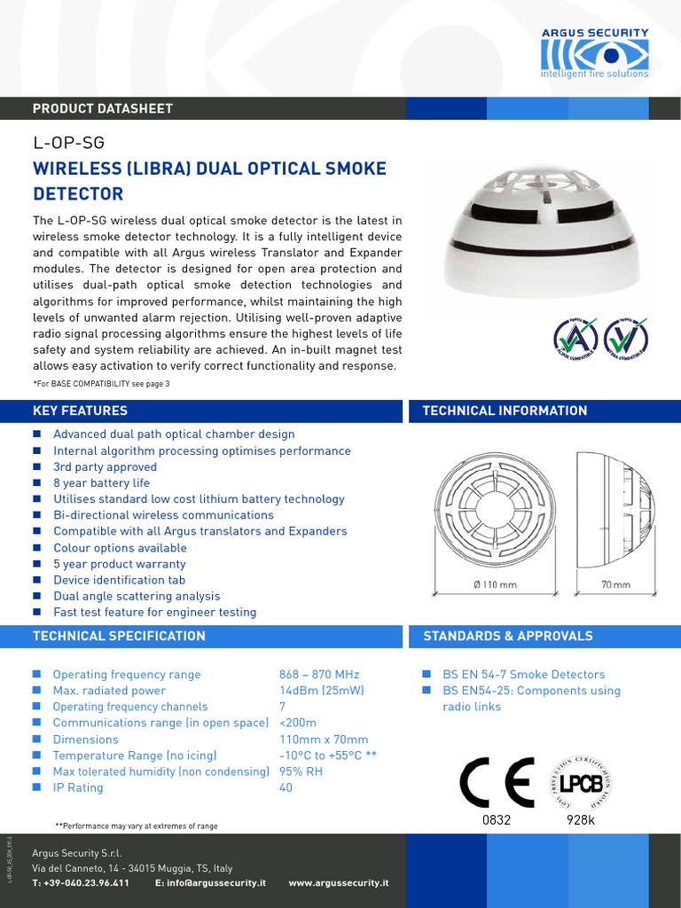 L-Op-Sg: Wireless (Libra) Dual Optical Smoke Detector | PDF | Radio ...