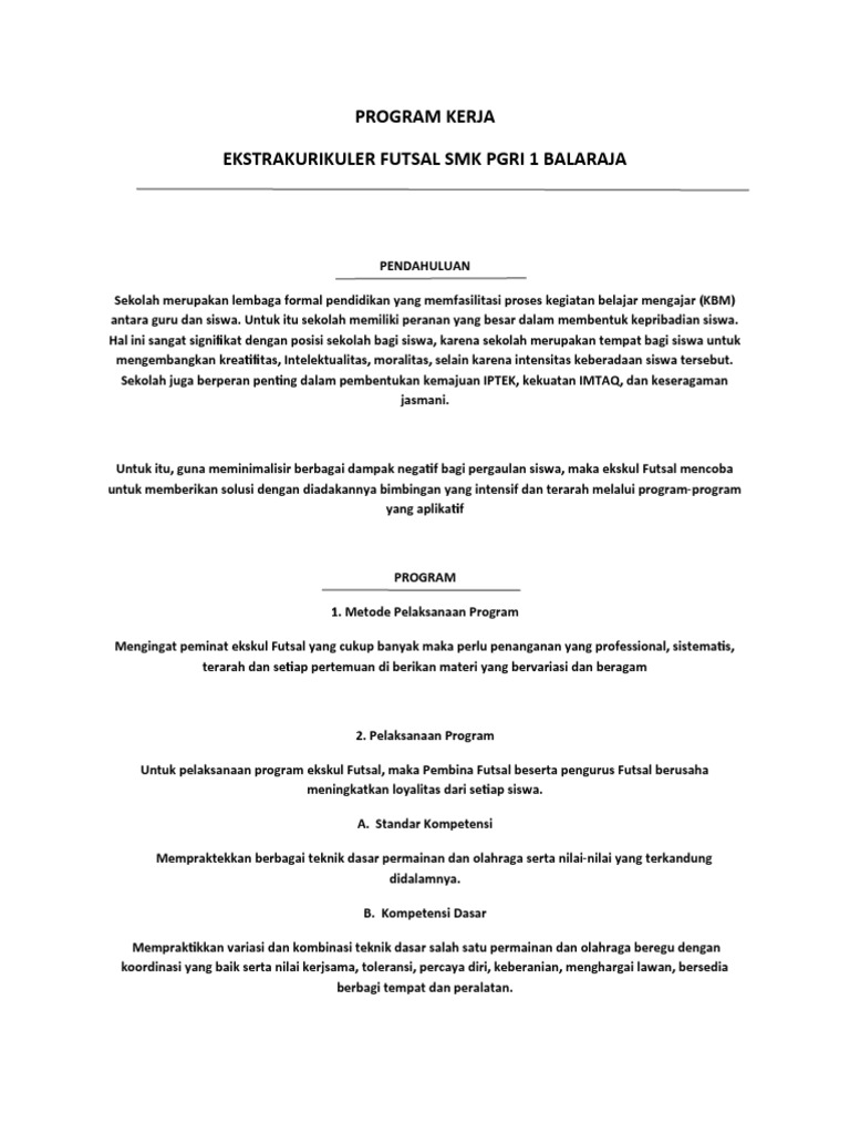 PROGRAM KERJA EKSTRAKURIKULER FUTSAL-WPS Office | PDF