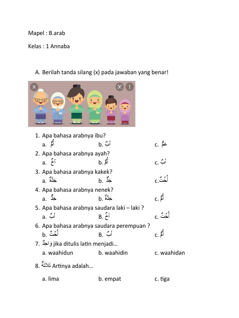B.ARAB Kelas 1 | PDF | Seni & Disiplin Bahasa