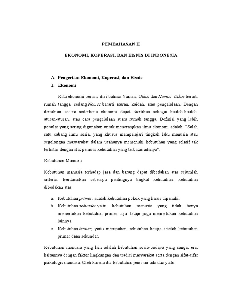 Ekonomi, Koperasi, Dan Bisnis Di Indonesia | PDF | Pengelolaan Keuangan ...