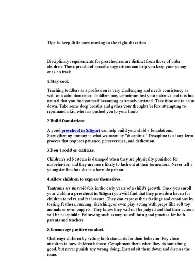 Preschool Discipline Tips | PDF | Preschool | Toddler