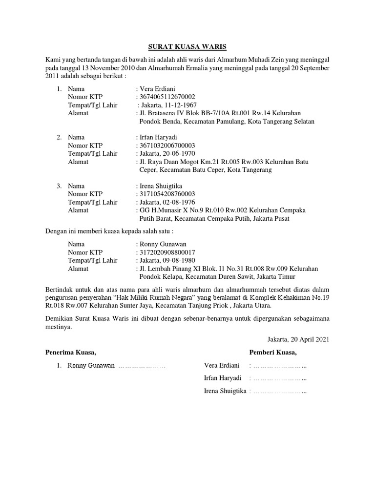 Surat Kuasa Waris | PDF