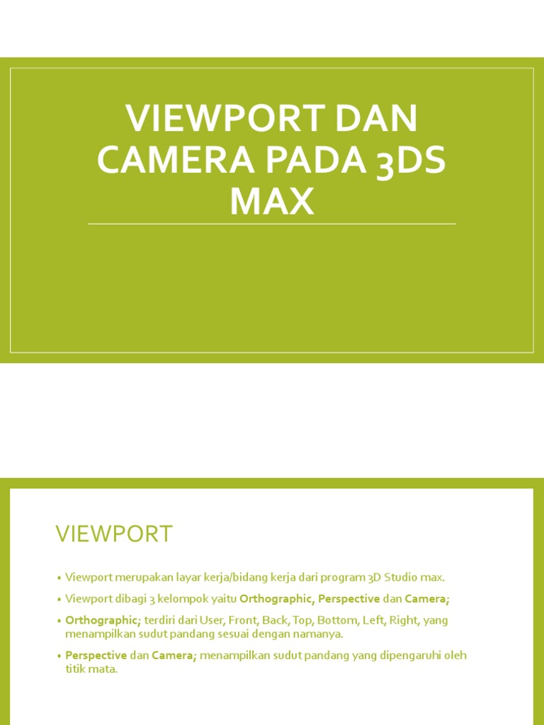 Fungsi Viewport dan Kamera di 3ds Max | PDF