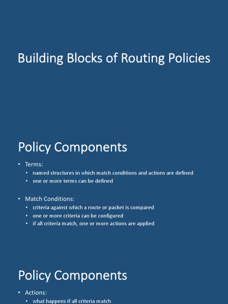 Building Blocks of Routing Policy | PDF | Routing | Data Transmission