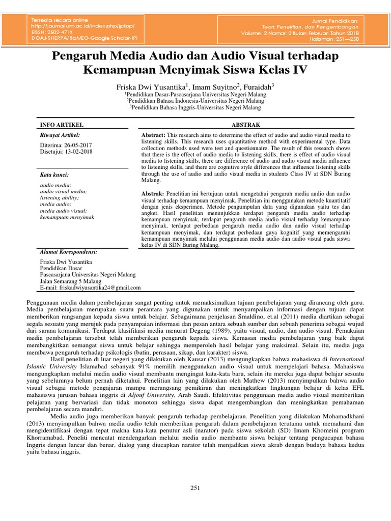 Audio Visual Terhadap Menyimak Siswa | PDF