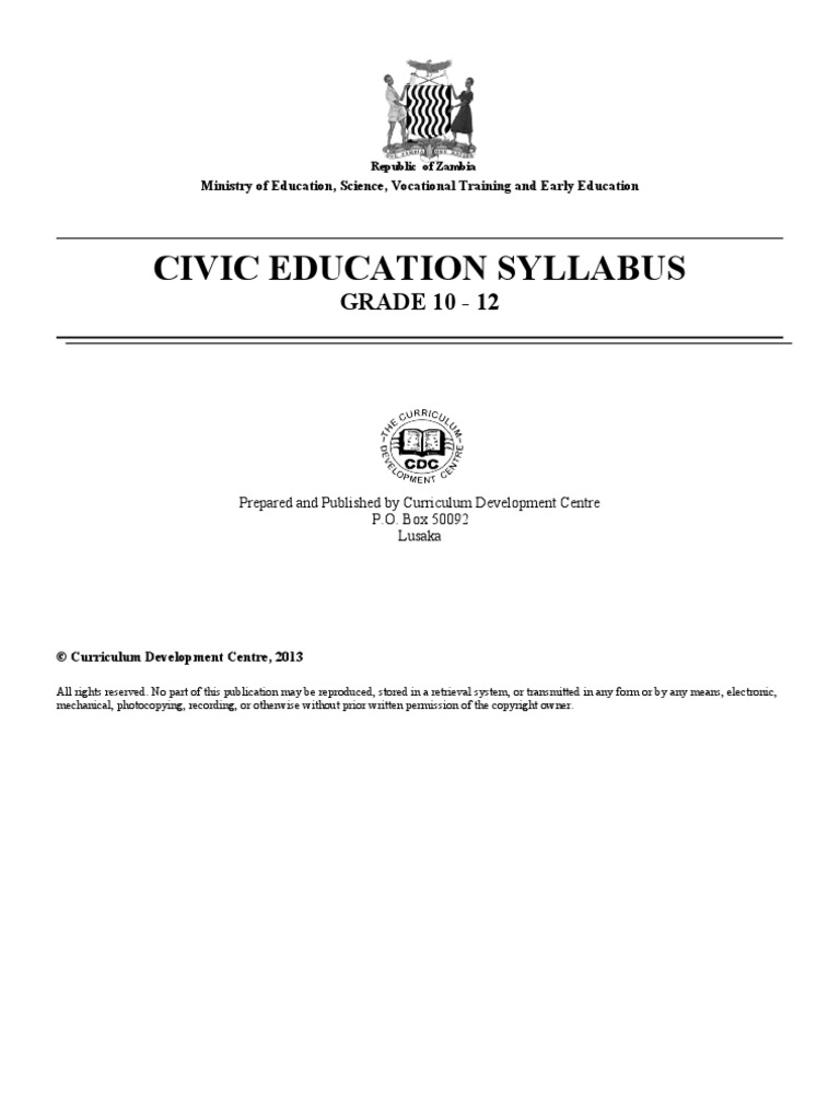 Civic Education Syllabus Grade 10 12 | PDF | Curriculum | Corruption