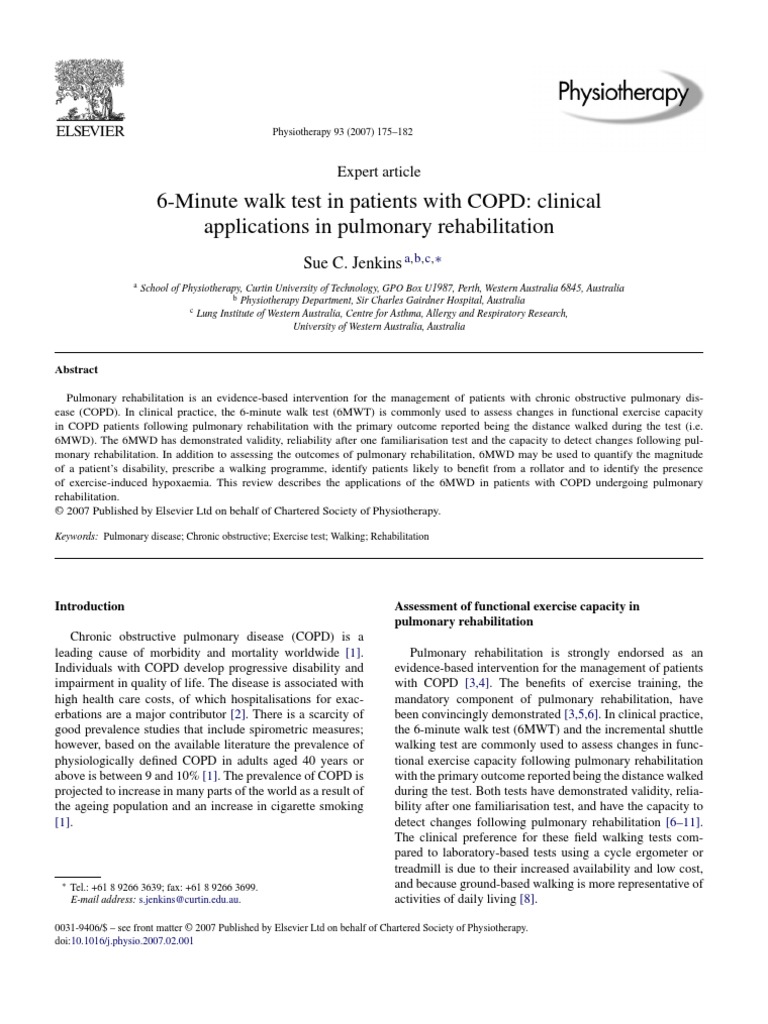 6MWT Clinical Application | PDF | Chronic Obstructive Pulmonary Disease ...