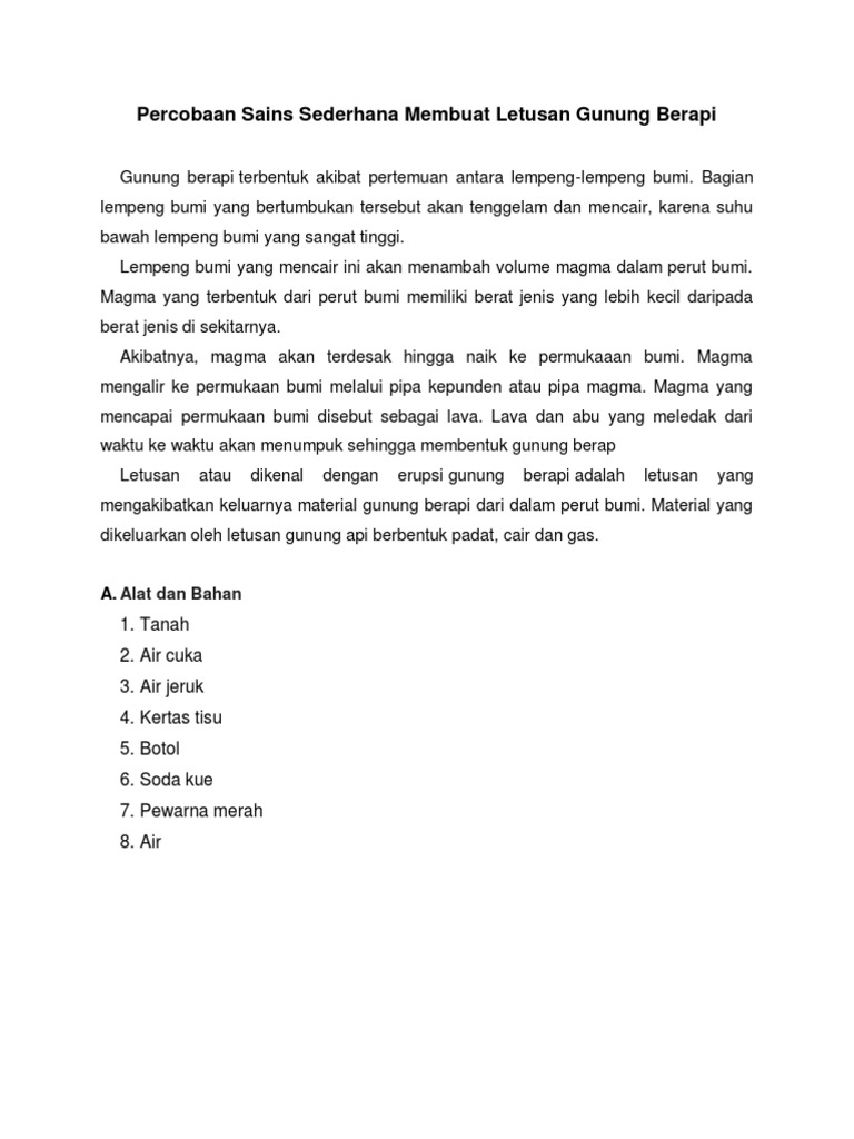 01 - Model Erupsi Gunung Berapi | PDF