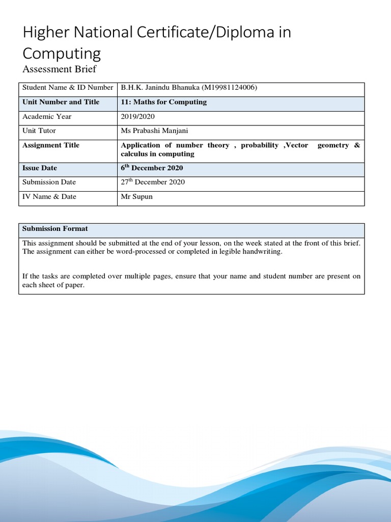 HND 8-Maths in Computing Assignment | Download Free PDF | Mathematics