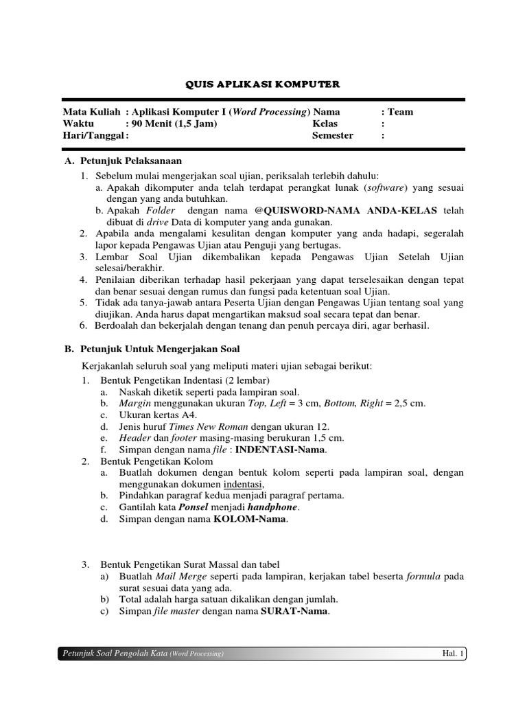 Soal Ujian Quis Aplikom Type B | PDF