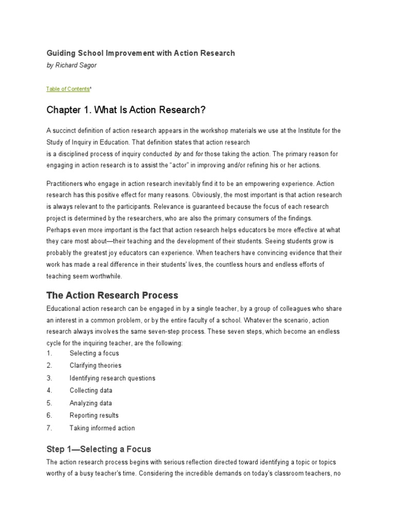 Chapter 1. What Is Action Research? | PDF | Teachers | Action Research