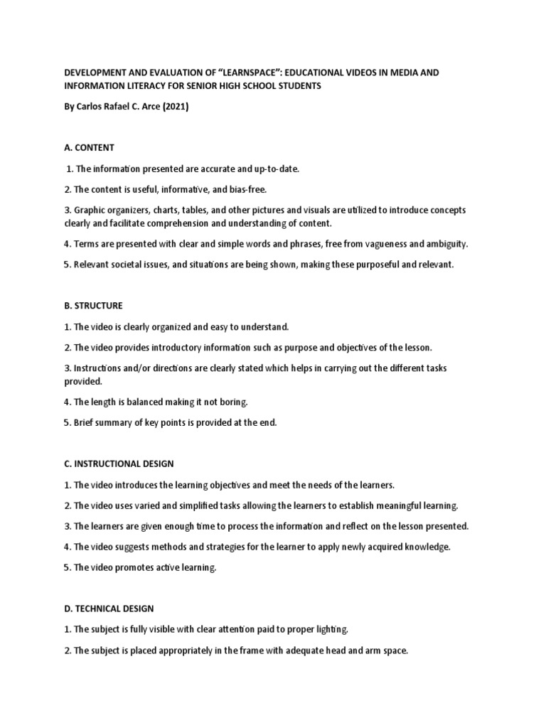 Video Survey Questionnaire | PDF