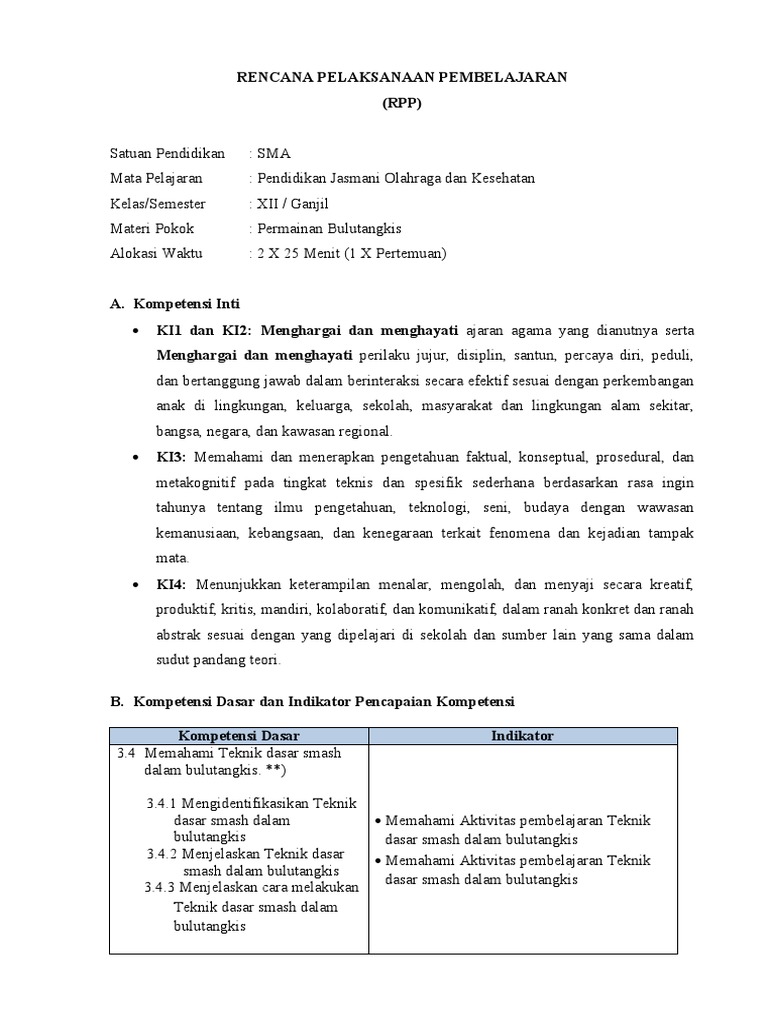 RPP Bulutangkis Micro Teaching Muhammad Farid | PDF