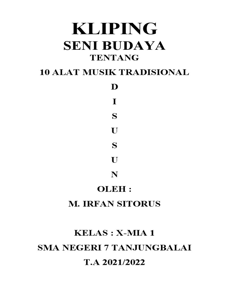Alat Musik Tradisional Sumut | PDF | Seni & Disiplin Bahasa | Griya & Taman
