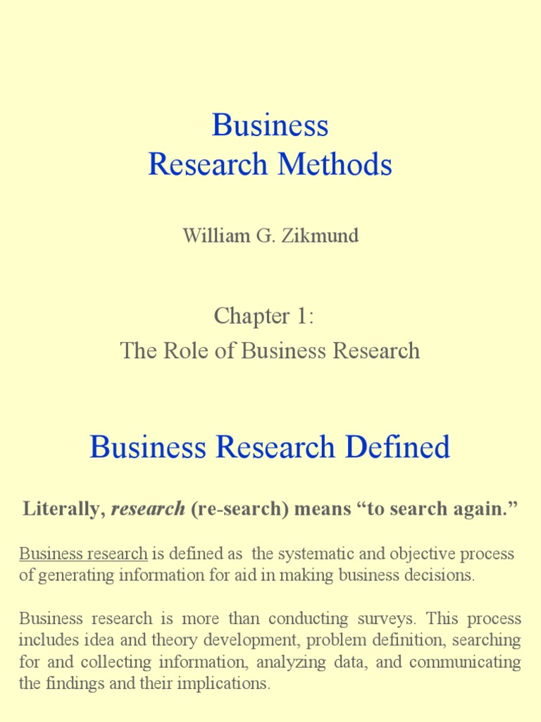 Chapter 1 The Role of Business Research | PDF | Scientific Method | Science