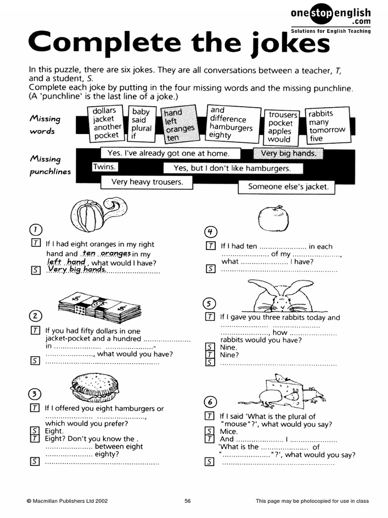 Complete The Jokes | PDF