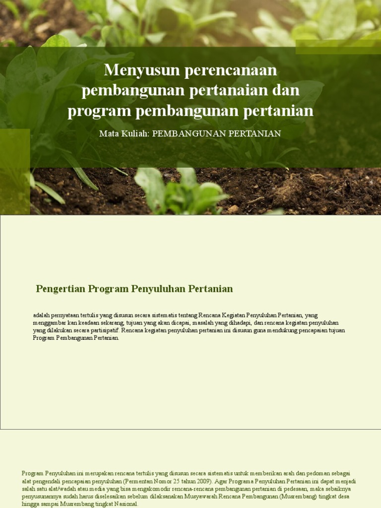 Menyusun Perencanaan Pembangunan Pertanaian Dan Program Pembangunan ...