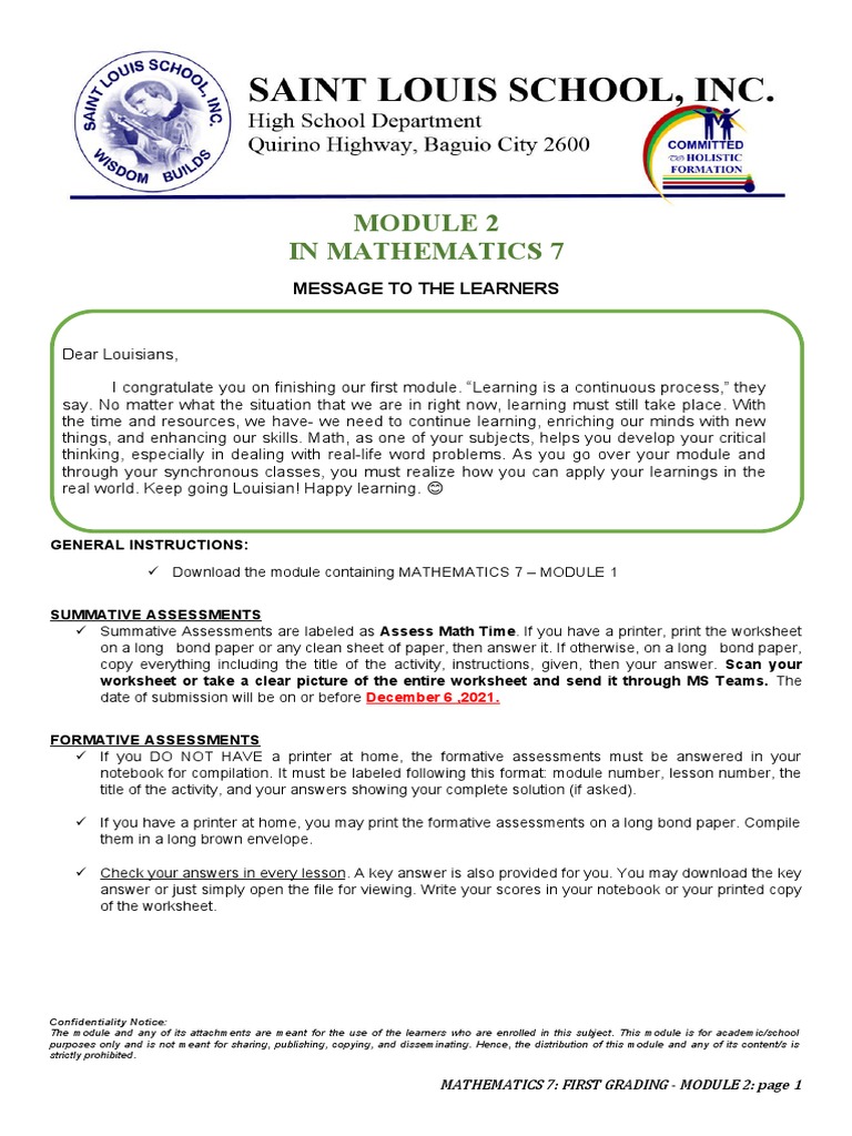 MODULE 2 - Math 7 AY 2021-2022 | PDF | Measurement | Kilogram