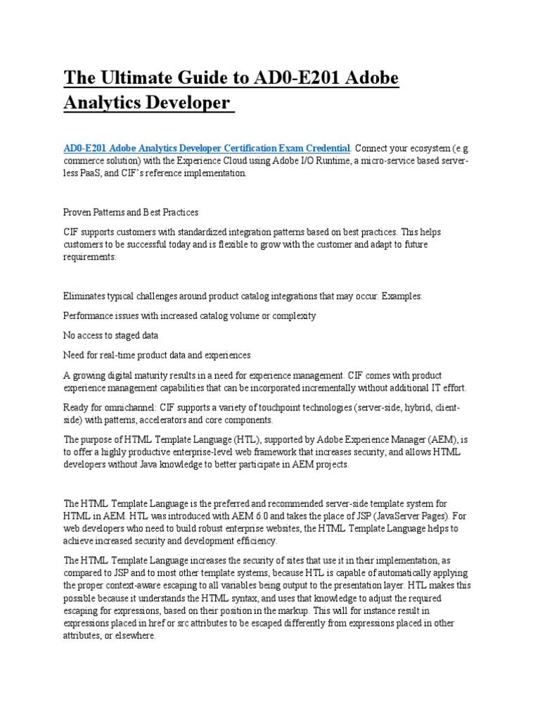 The Ultimate Guide To AD0-E201 Adobe Analytics Developer | PDF | Software Engineering | Computer ...